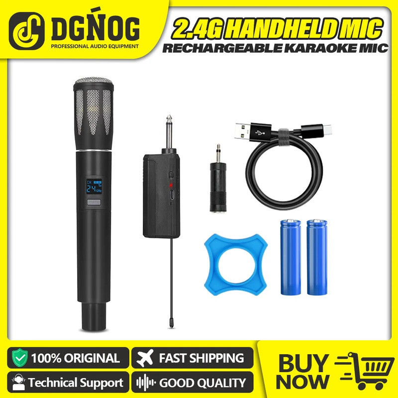 Wireless Microphone Rechargeable Battery Dynamic 2.4GHz Wireless ...