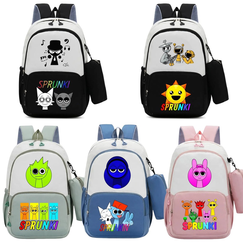 Sprunki Cartoon Printed Two Piece Pencil Box+Backpack Set Casual ...