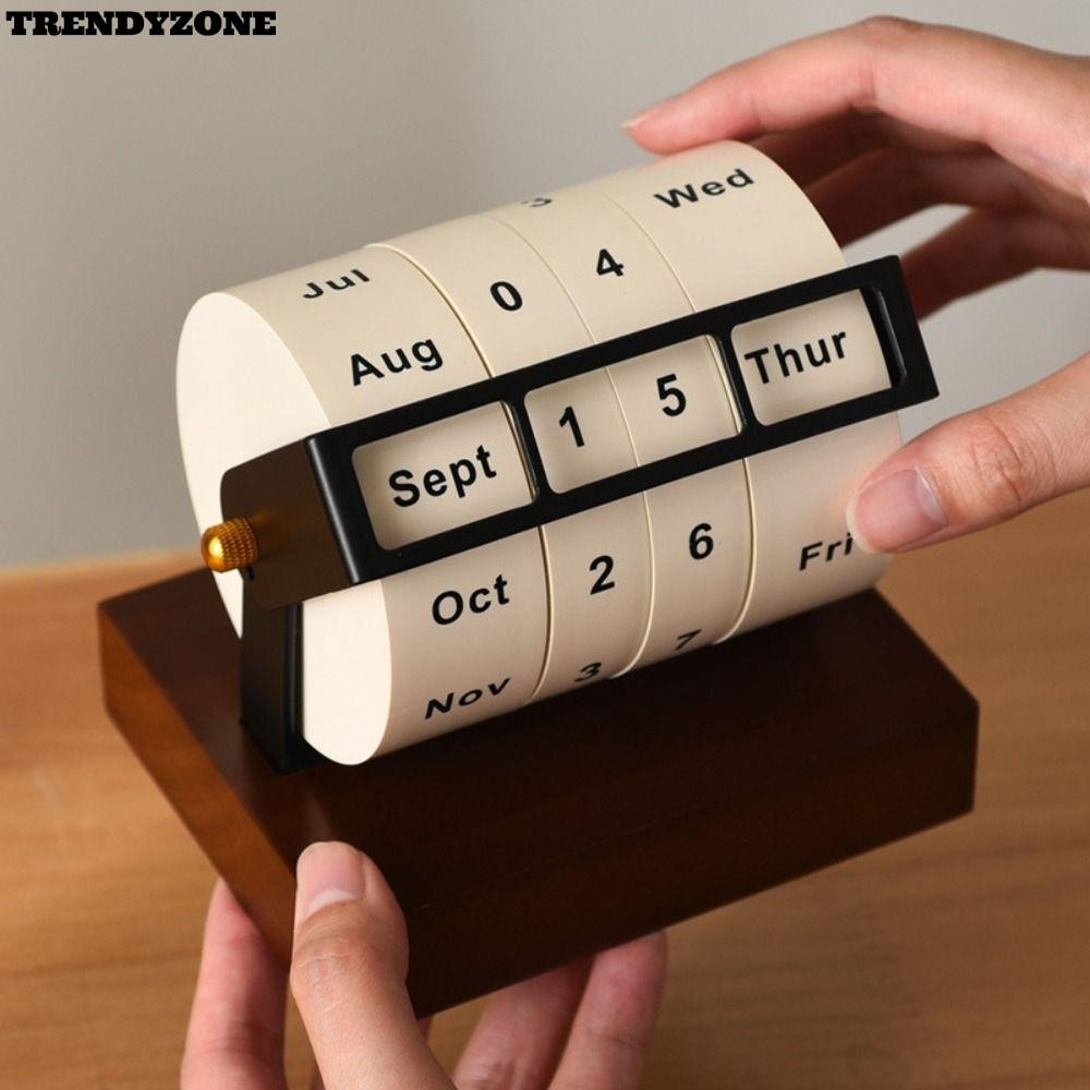 TRENDYZONE1 Manual Wheel Calendar, Wooden 2025 Rotating Perpetual ...