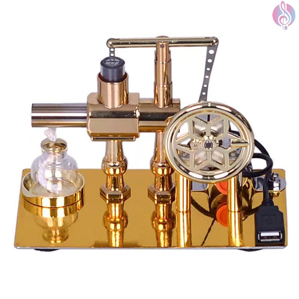 Hot Air Stirling Engine Motor Model Electricity Generator Motor with LED Bulb Six-pointed Star ...