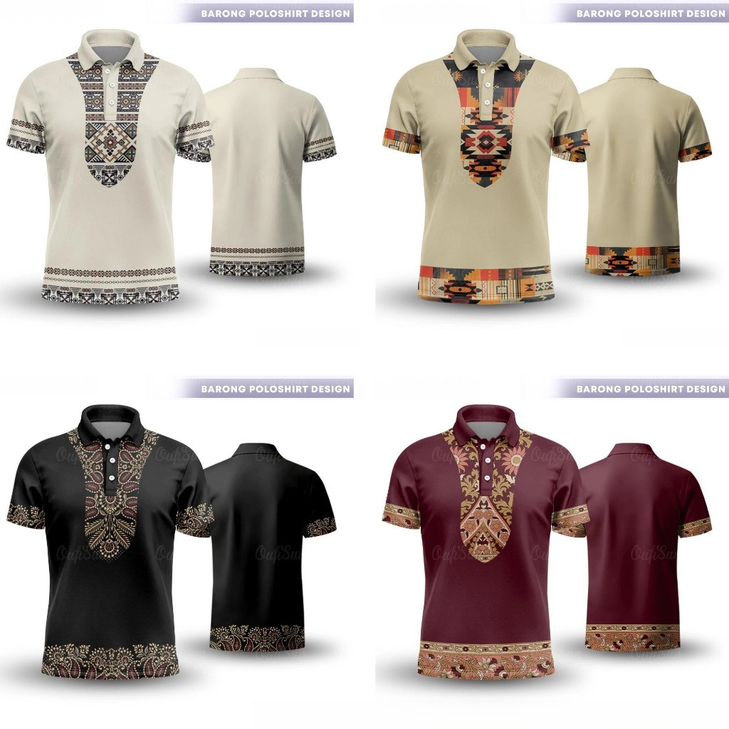 2025 Sinulog Fiesta Ethnic Style Retro Polo Shirt Polo Neck Short ...