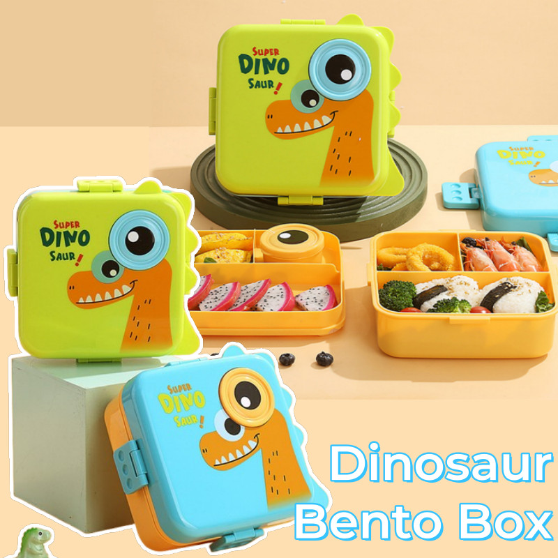 Dinosaur Bento Lunch Box for Kids Cartoon Double Layer Cute Thermal ...