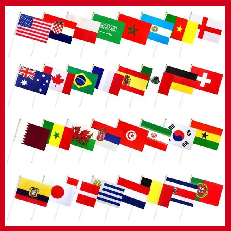 14*21 CM Hand Held Flag with Poles Countries World Flags Cheer Small ...