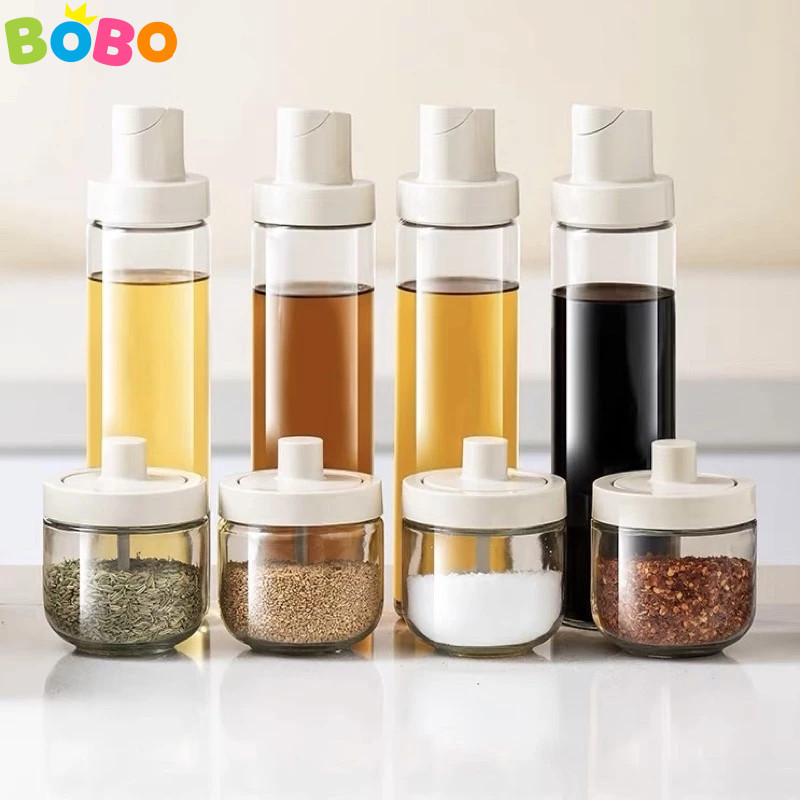 Gravity Oil Bottle Glass Seasoning Spoon Oil Pot Oil Dispenser Condiment Container Spice Jar ...