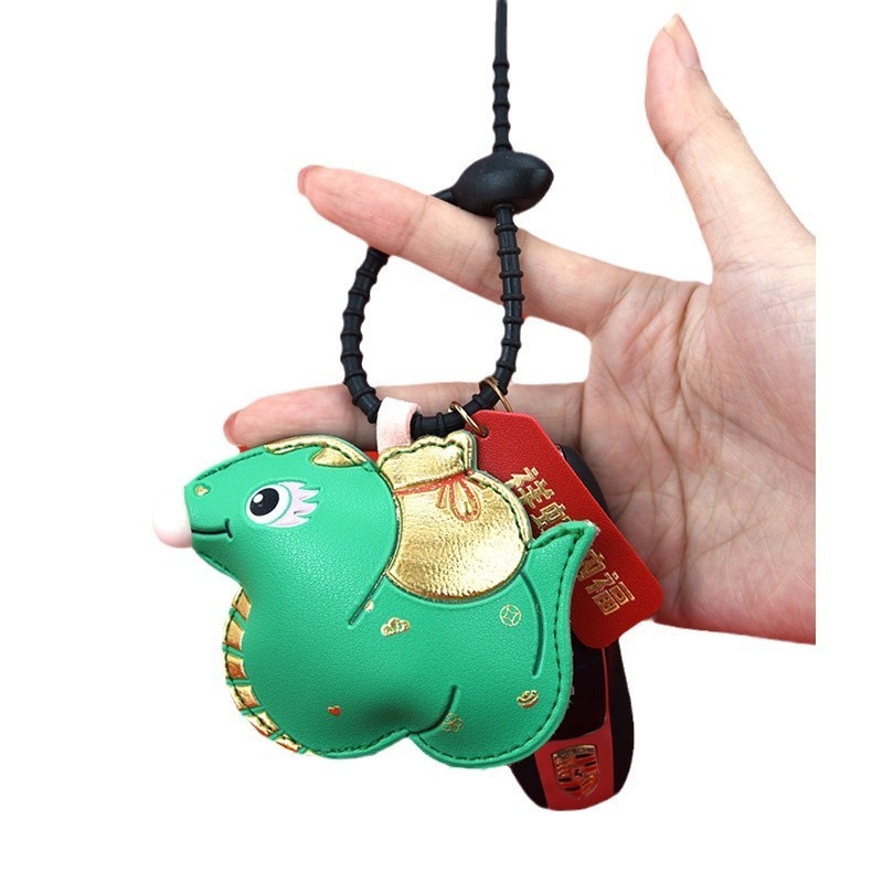 2025 Chinese Snake Year Keychain PU Leather Zodiac New Year Keychain ...