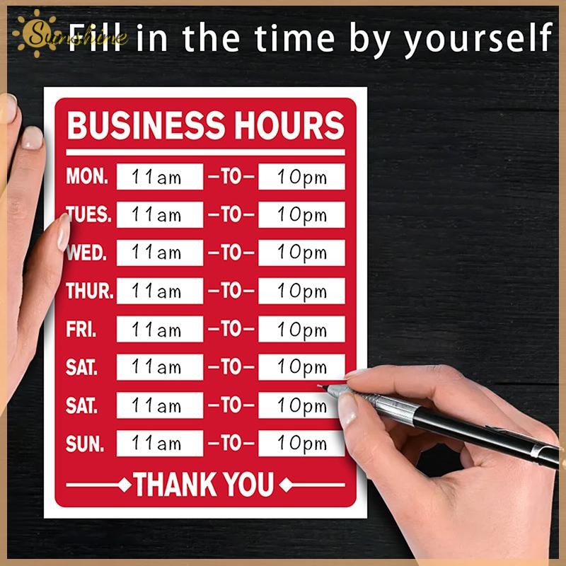 Sunshine> PVC Business Hours Open/Closed Sign Sticker Label For Shop ...