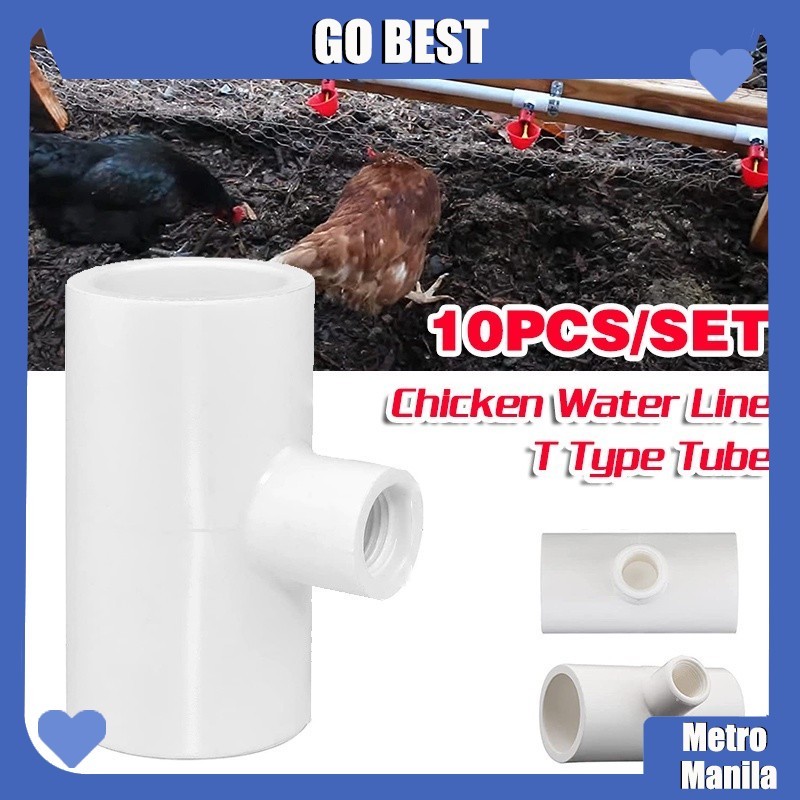 10pcs/set Chicken Nipple Drinker Tee Fittings Chicken Water Line ...