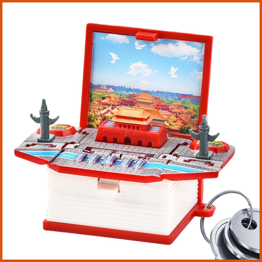 3D Popup Keychain Book Miniature Tiananmen Square Scene Backpack ...