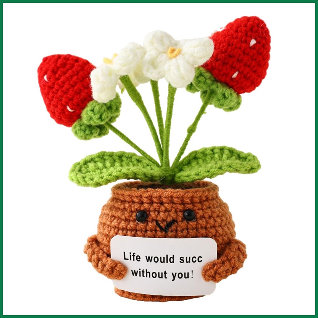 Emotional Support Plant Positive Crochet Flower Plush Crochet Plants ...