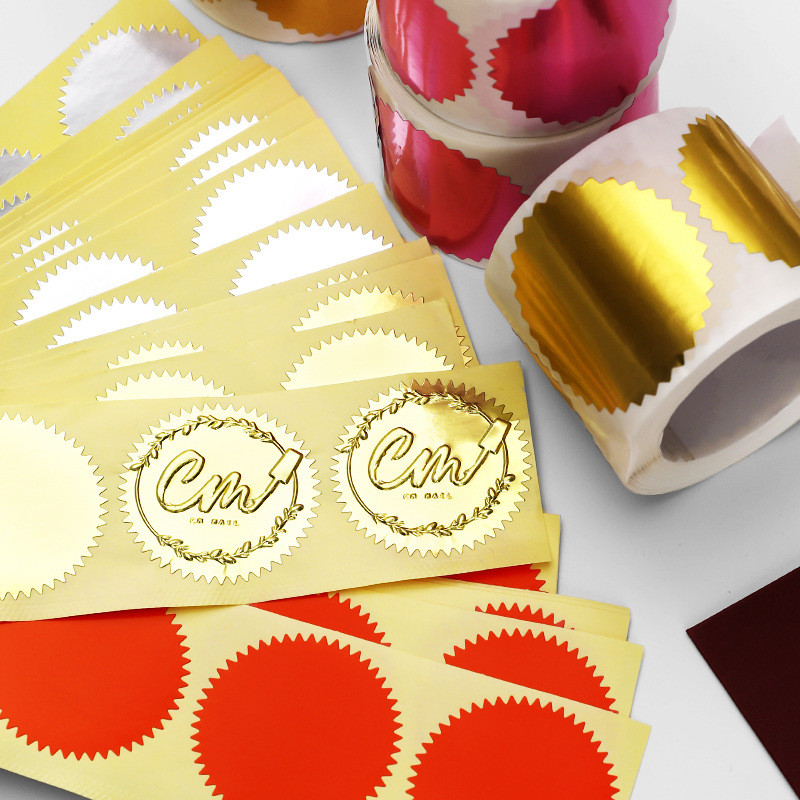 Gold Silver Red Embosser Stickers 45mm 100pcs Certificate Gear Sticker ...