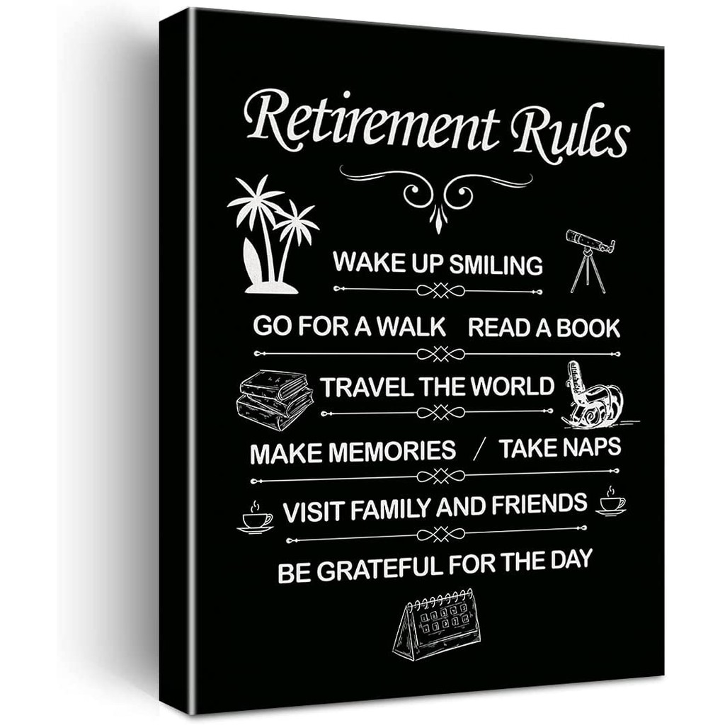 Popular Poster Funny Retirement Rules Sign Canvas Wall Art Metal Sign ...