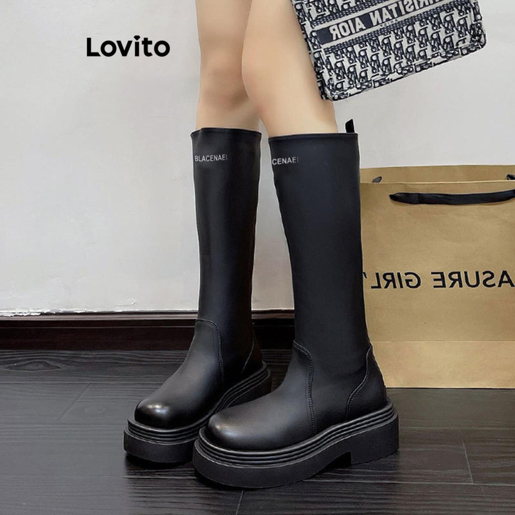 Lovito Women Casual Letter British Style Vogue Versatile Thick Sole ...