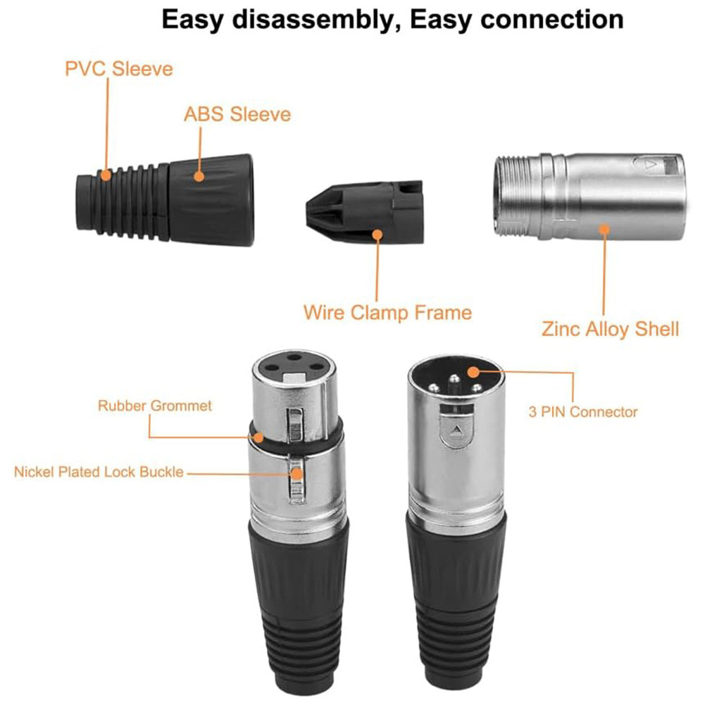 20pcs 3 Pin Audio Microphone Connector 10 Male 10 Female MIC Adapter ...