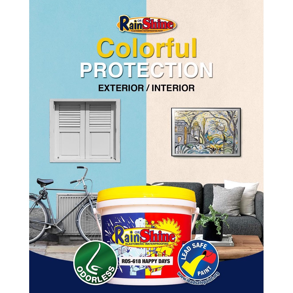 RAIN OR SHINE ELASTOMERIC PAINT ROS-115 STONE GRAY 1L | Shopee Philippines