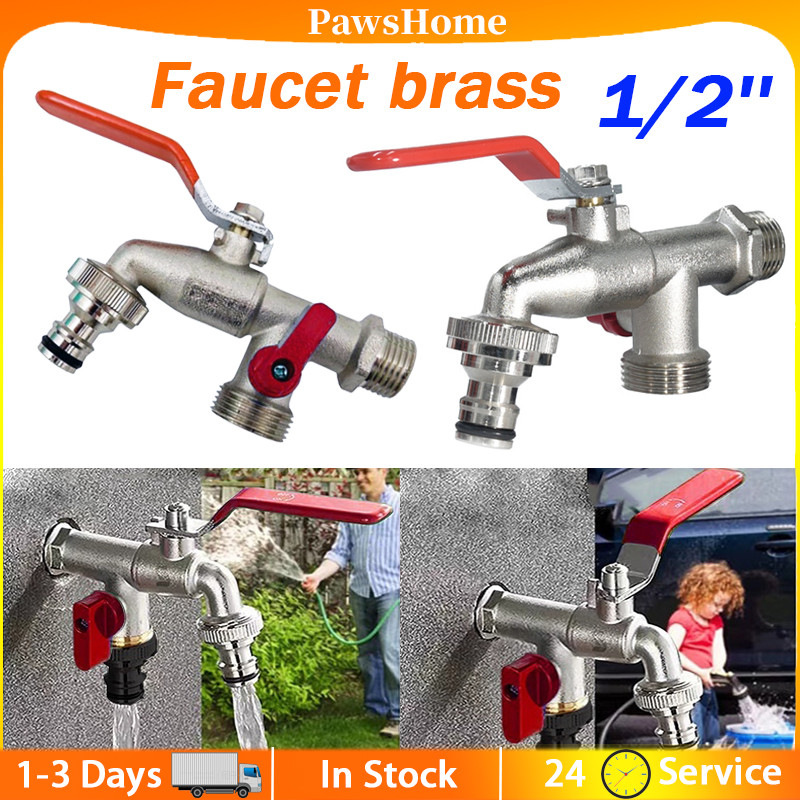 Faucet Brass 1/2 Inch Threaded Dual Outlet Spout Multifunctional ...