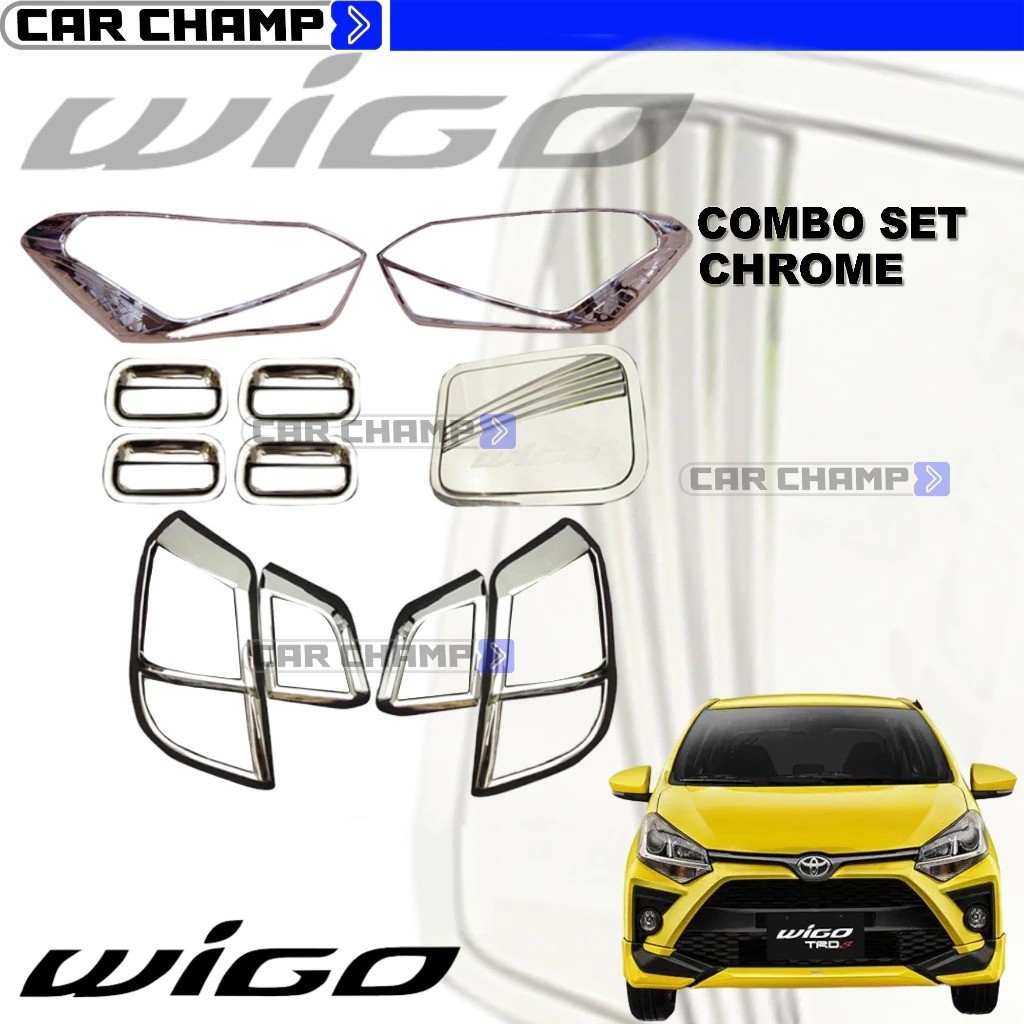 Toyota Wigo 2017 to 2022 Garnish Combo Set Cover Chrome V1 2021 2022 ...
