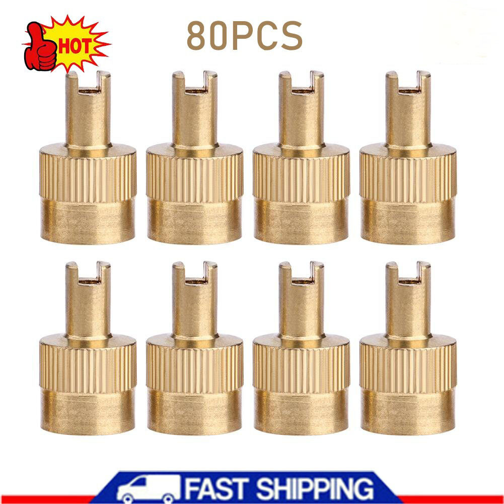 8pcs Copper Metal Slotted Head Valve Stem Caps with Core Remover Tool ...
