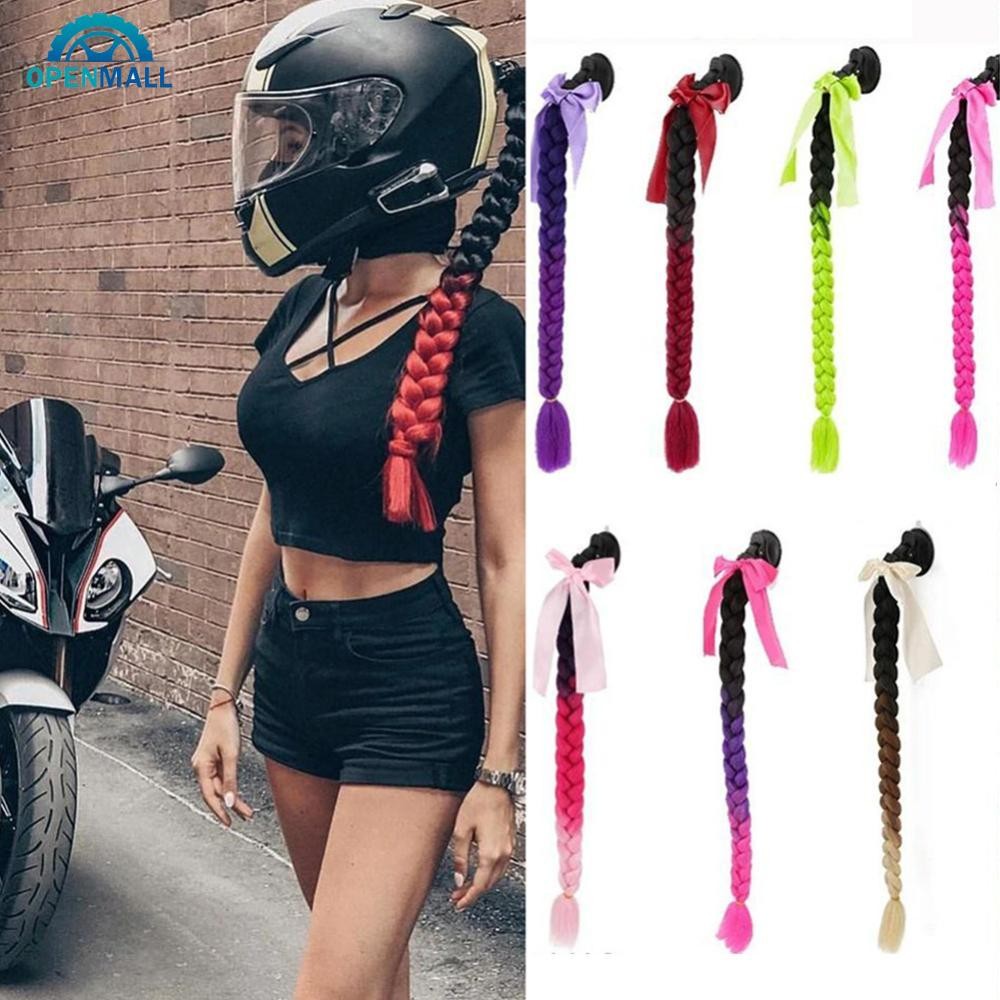 OPENMALL Creative Syntheitc Helmet Pigtails Gradient Ramp Helmet Braids ...