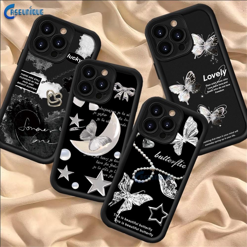 For Redmi 14C 13 A3 13C 12C 10C Note13 12 Pro 10A 9C Black Butterfly Moon Stars Soft Case ...