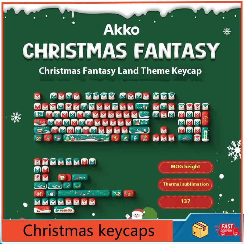 AKKO Christmas Wonderland keycaps 137 pieces complete set MOG 3D PBT ...