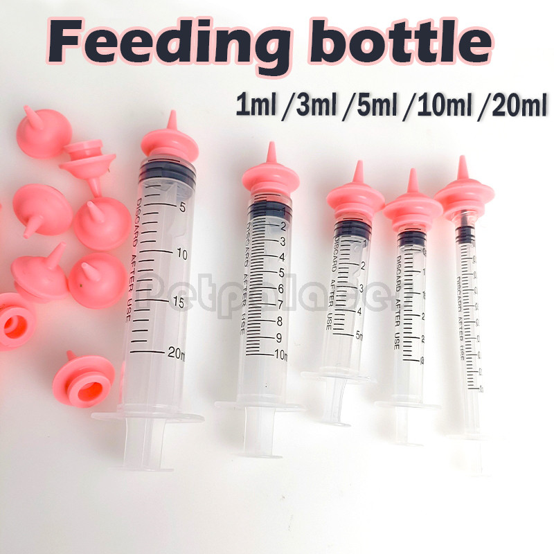 Kitten Syringe feeder Cat Feeding bottle nipple Silicone Puppy milk ...
