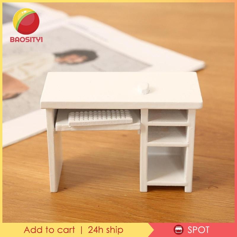 [Baosity1] 1/12 Miniature Computer Desk Model ,Modern Study Desk Mini ...
