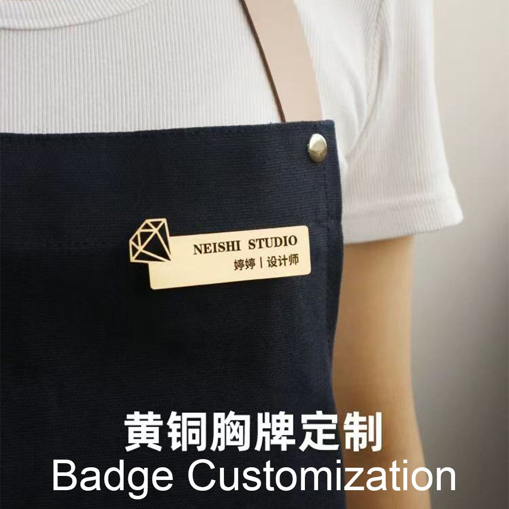 Brass badge custom made brooch work badge logo printing employee name ...