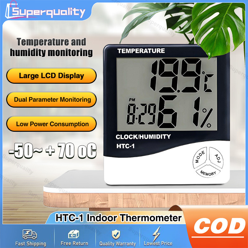HTC-1 Indoor Room Digital Thermometer Hygrometer Electronic Humidity ...