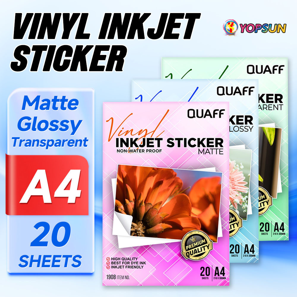 Quaff Vinyl Inkjet Sticker A4 Size ( Glossy / Matte / Transparent ...