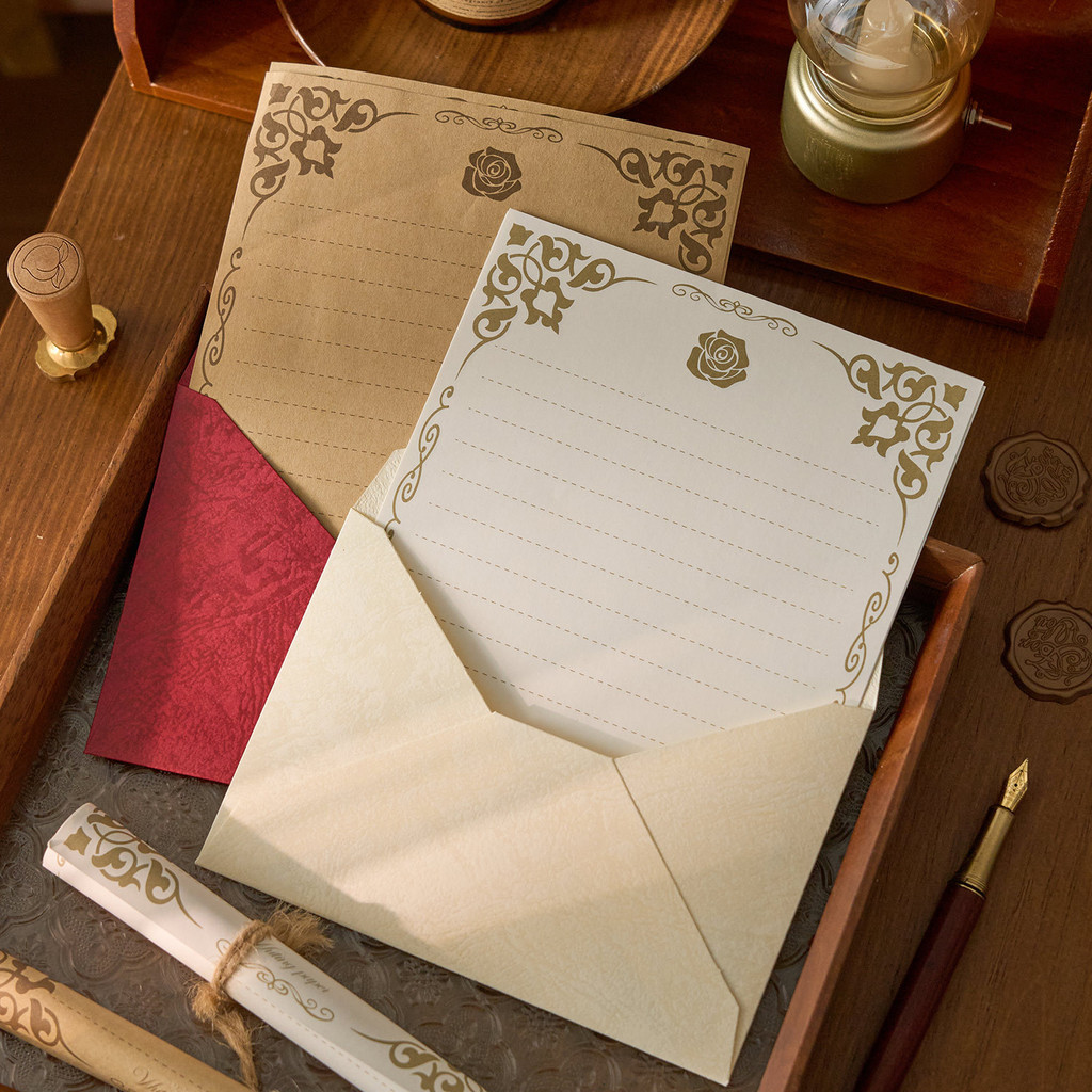 Stationery Writing Papers Set and Envelopes With Round Dot Sticker ...