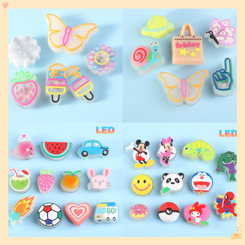 LED JIbbitz Cartoon butterfly LED shoe buckle DIY luminous hole shoe ...