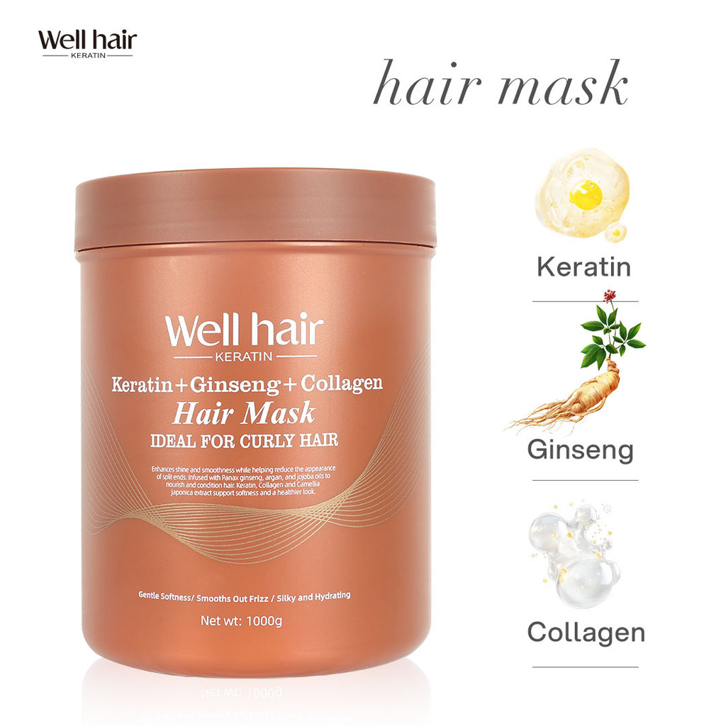 Bremod WELL Hair Mask Keratin Ginseng Collagen Ideal For Curly Hair ...