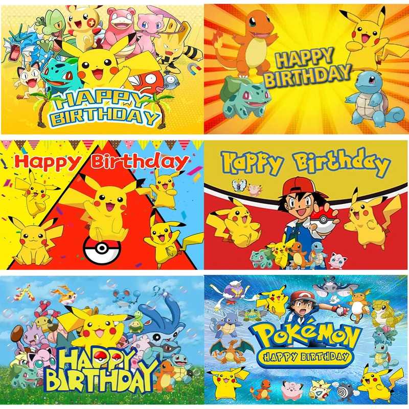 Pokemon Backdrop Decoration for Kids, Happy Birthday Party, Photography ...