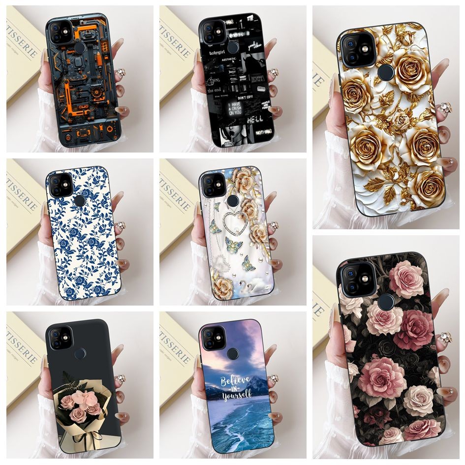 Casing For Itel P36 Play L6005 Case Popular Flower Soft Silicone Black ...