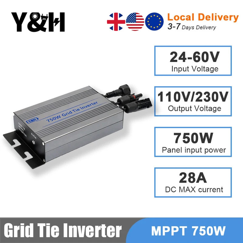 New Y&H 750W Grid Tie Micro Inverter MPPT Solar Inverter Input 24-60VDC ...
