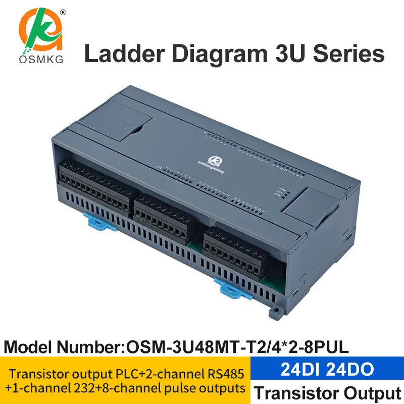 Oshangming 24 input 24 transistor output plc 8 pulse RS485 RS232 Modbus ...