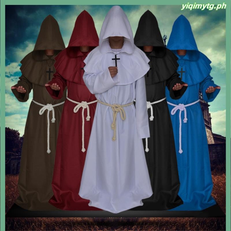 Adult Man Wizard Costume Medieval Monk Friar Robe Christian Priest ...