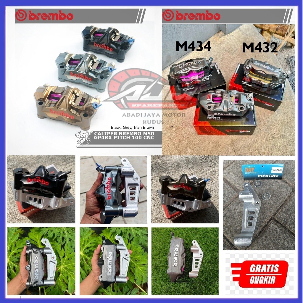 Caliper BREMBO Big 4 Piston GP4 M50 M3 M432 M4 M434 Pnp Breket Set skok ...