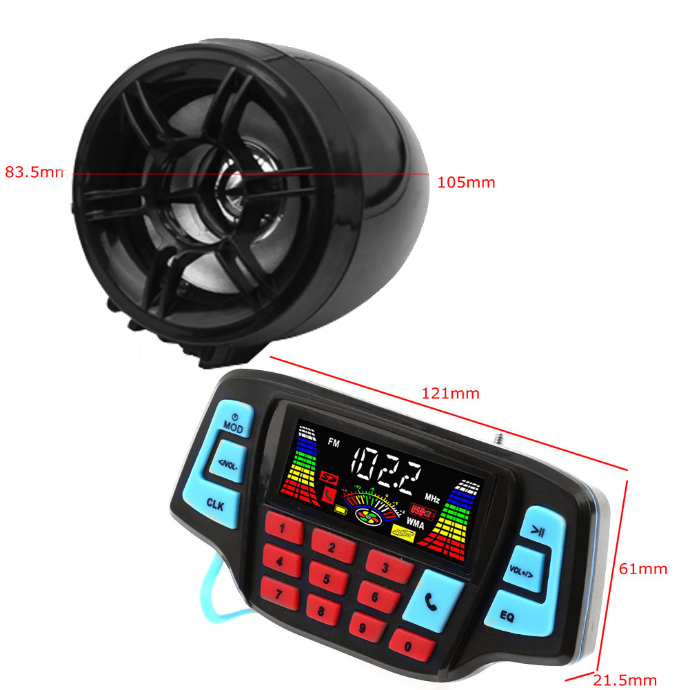 Waterproof Motorcycle Audio System USB TF Bluetooth-compatible FM Radio ...
