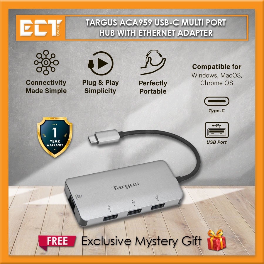 Targus ACA959 USB-C Multi Port Hub with Ethernet Adapter | Shopee ...