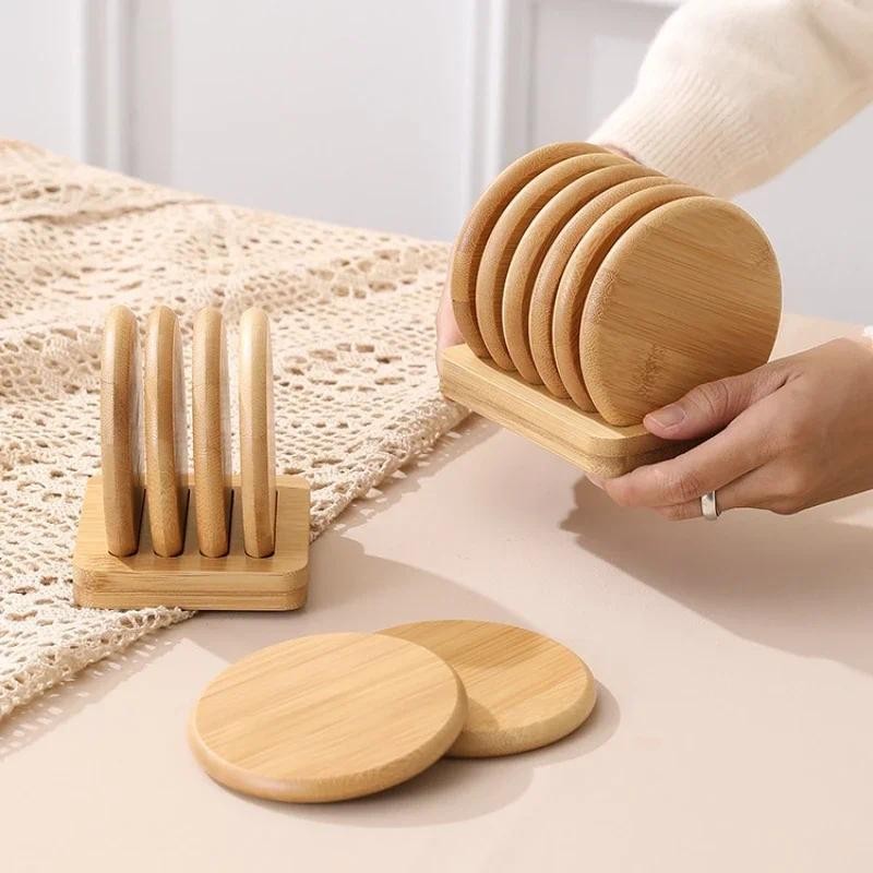 Wooden Coaster Bamboo Base Solid Coasters Mat Rest Place Holder Coffee ...