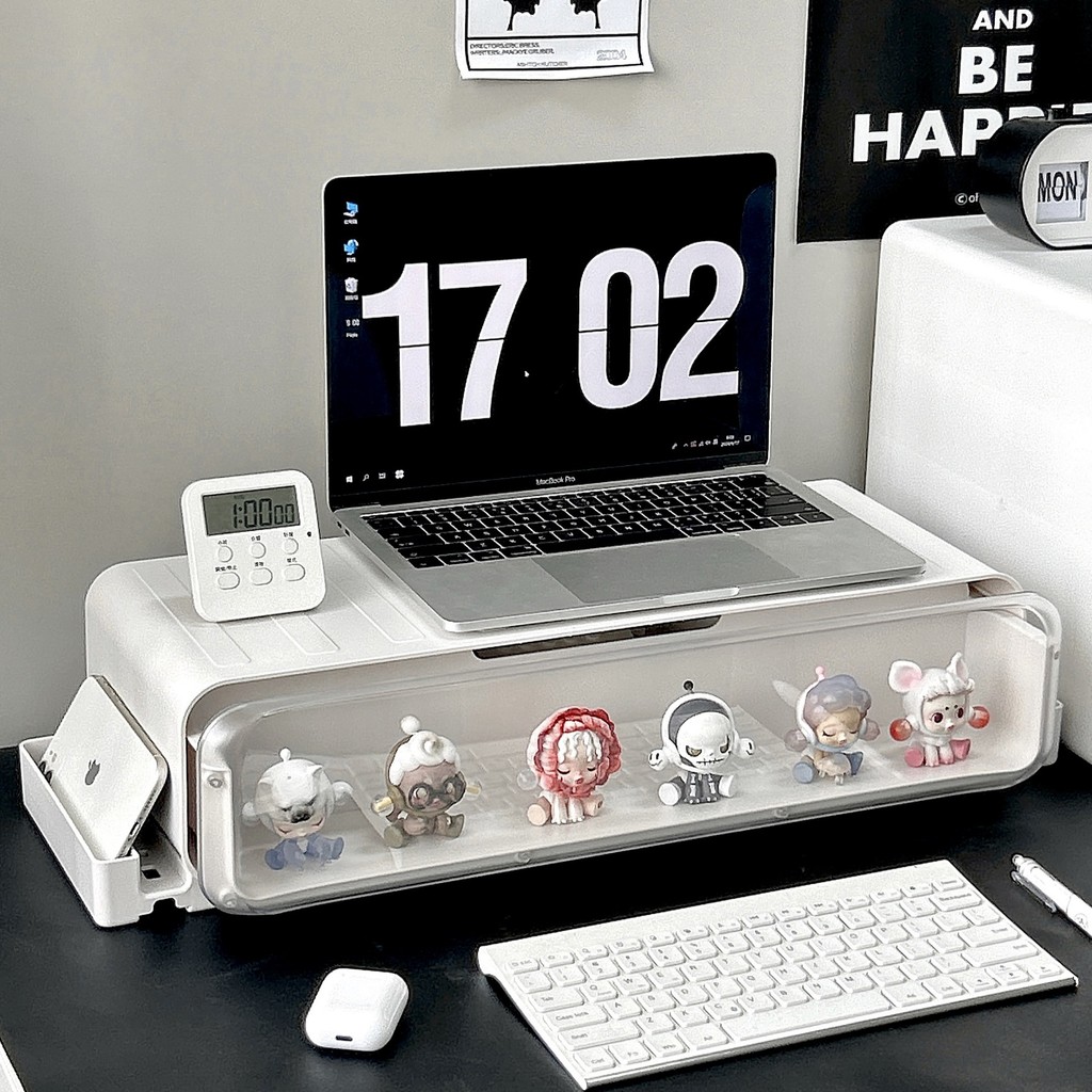 Monitor Stand with Drawer Popmart Display Case with USB Charging light ...