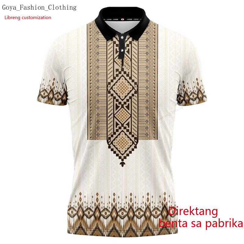 Philippine ethnic tribal style fully sublimated polo shirt casual loose ...