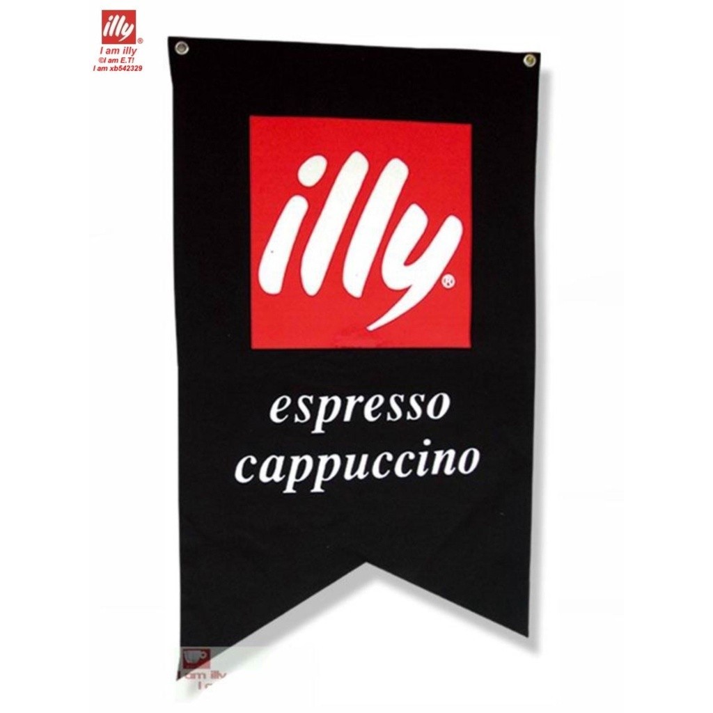 ℉Italian illy original logo black flag coffee shop advertising flag ...