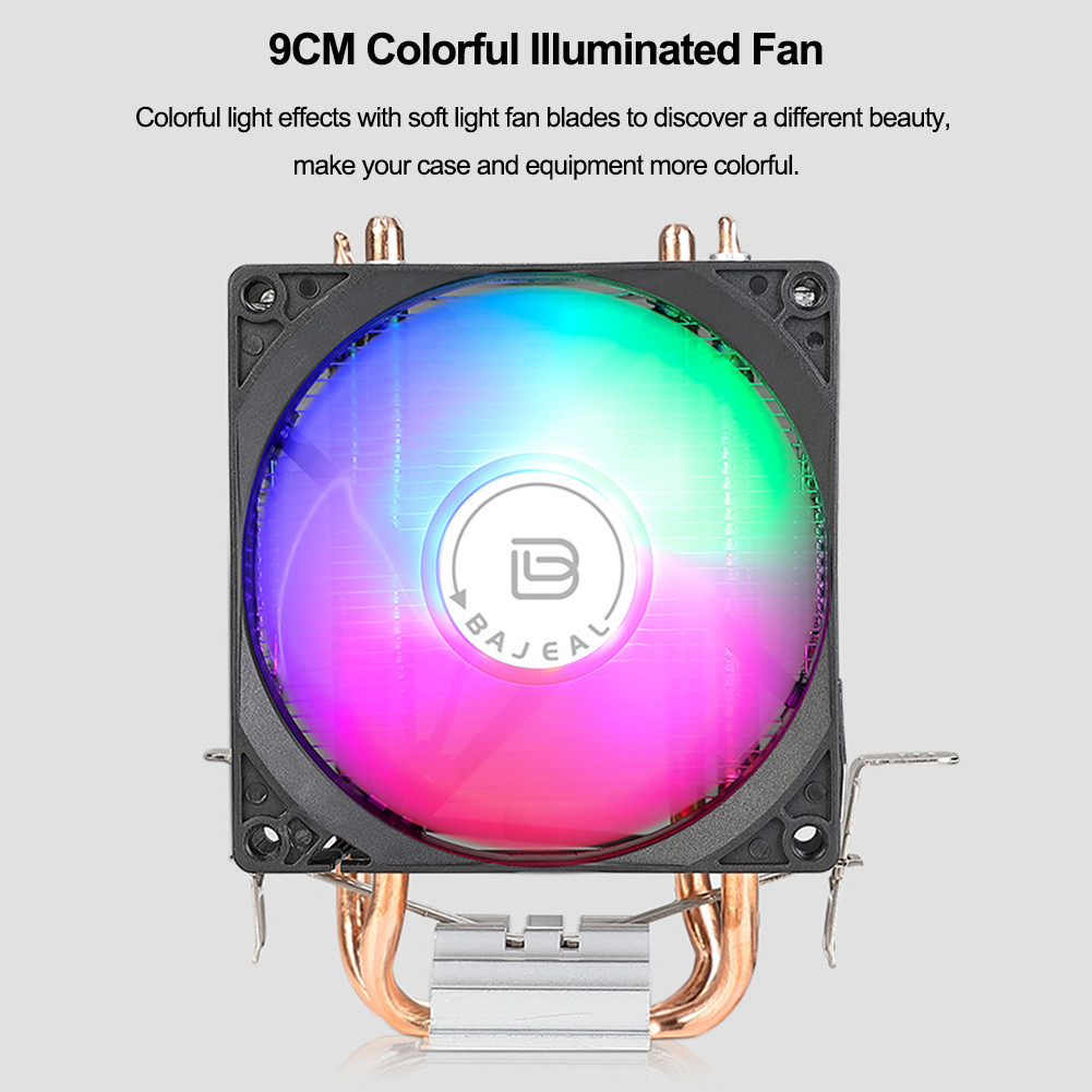 A200 90mm CPU Cooler Radiator with 2 Heat Pipes CPU Air Cooler Rainbow ...