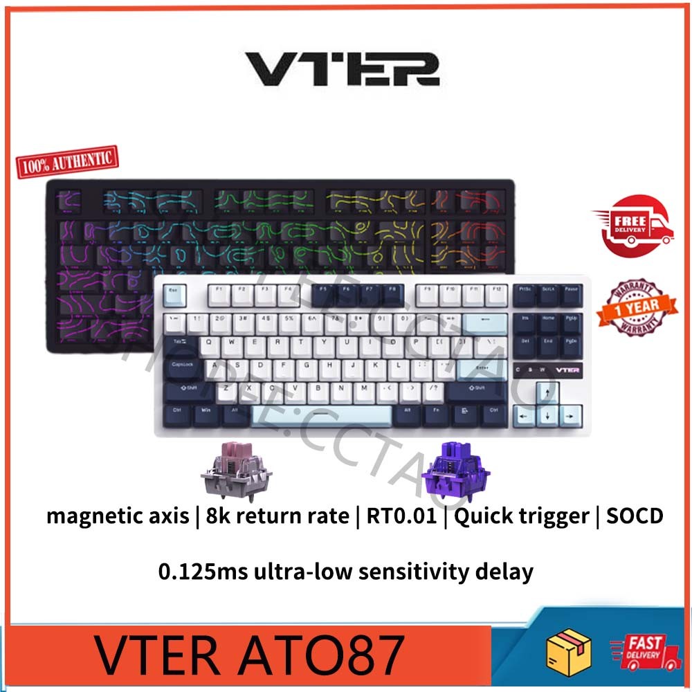 VTER ATO87 e-sports wired magnetic axis mechanical keyboard, 8k return ...