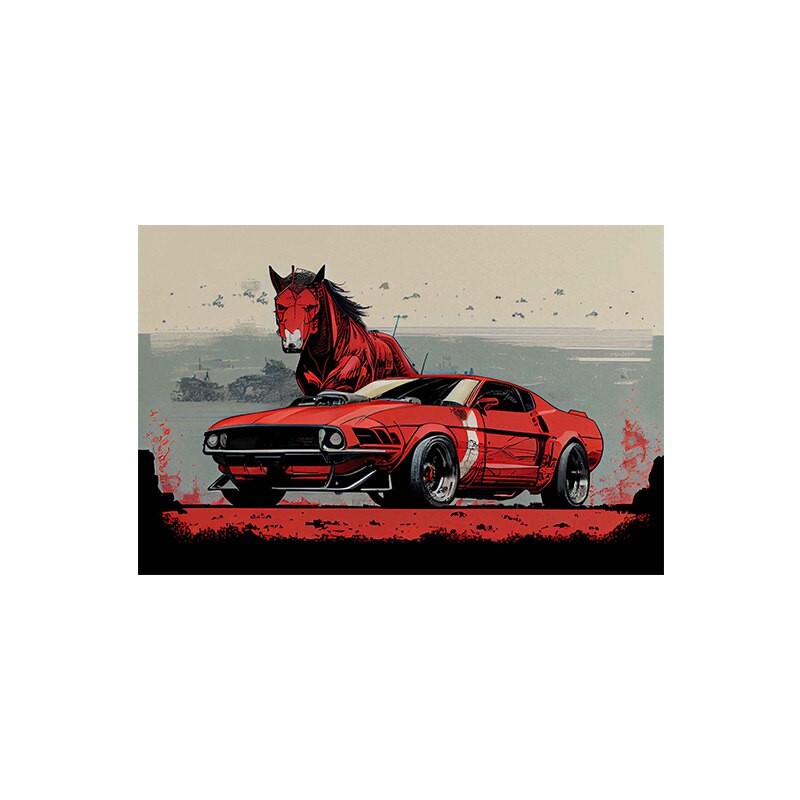 Vintage Sports Car Travel Poster Print Retro Luxury Racing Ford Mustang ...