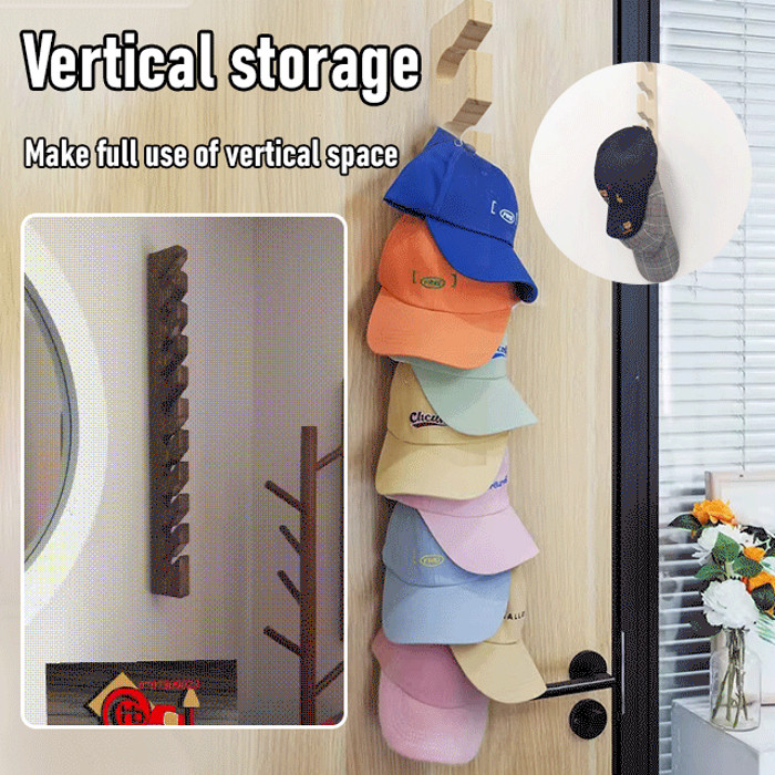 cap hook coat hook on the wall Solid wood nail-free hat hook wall ...