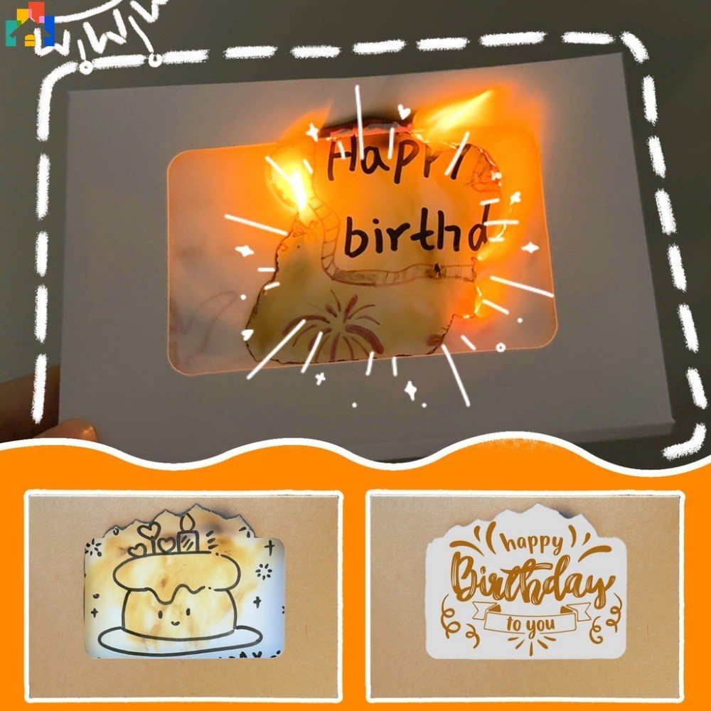 Creative DIY Handmade Flame Burning Greeting Card Happy Birthday ...