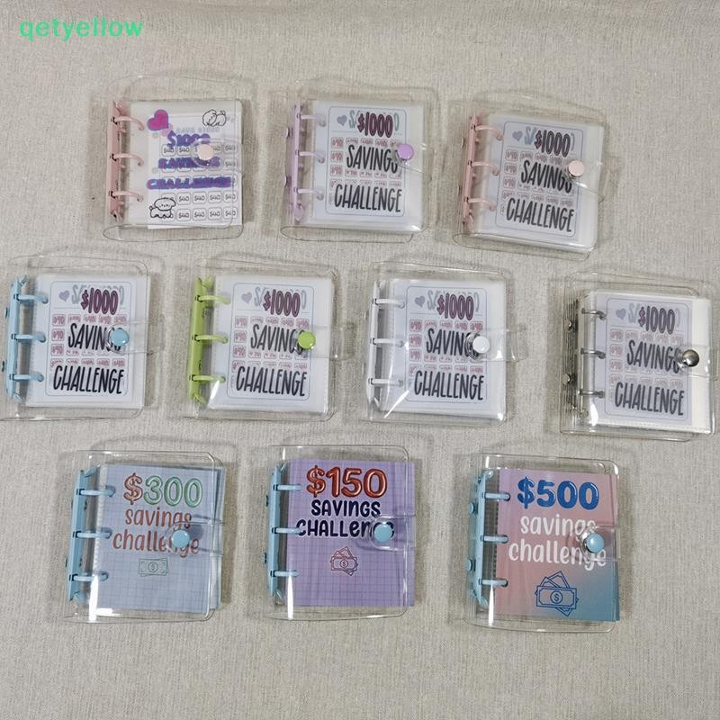 【qetyellow】 Savings Challenge Book Saving Money Binder Mini Portable ...